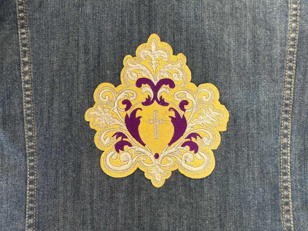 Catholic Appliqué Embroidered Iron on Patch Sewing Gold& Purple Threat ...