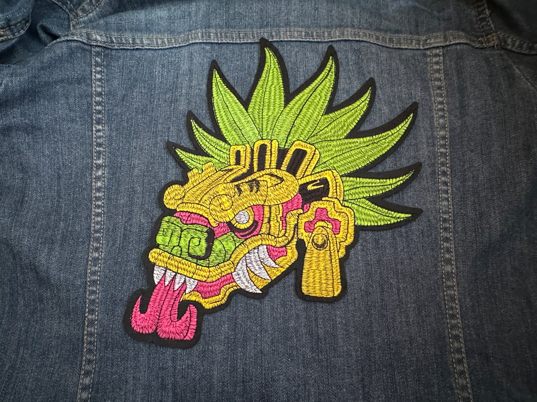 Aztec Quetzalcoatl Head Embroidered Iron on Patch or Sew Patch Mexican ...