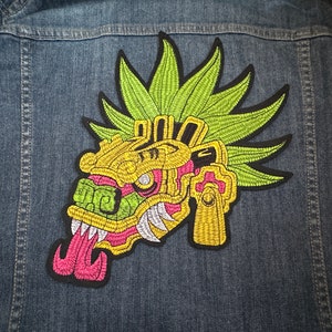 Aztec Quetzalcoatl Head Embroidered Iron on Patch or Sew Patch Mexican ...
