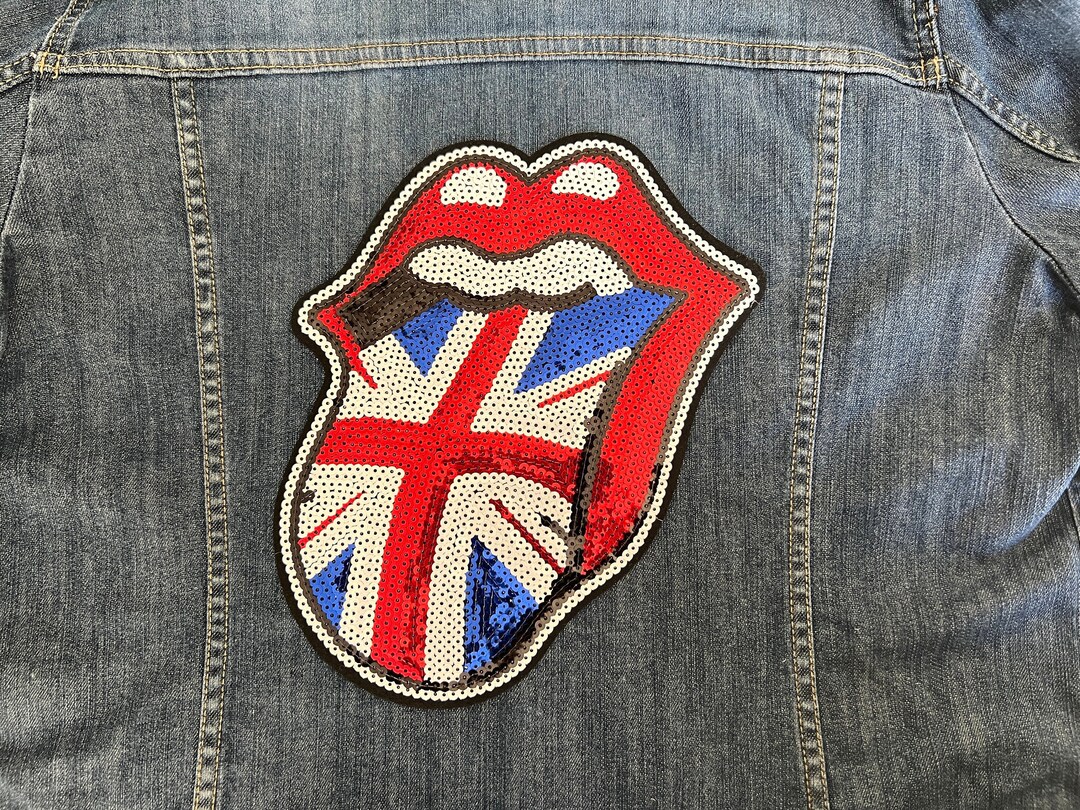 Patch England Rolling Stones 80's Iron on Patch or Sew Applique Sequin ...
