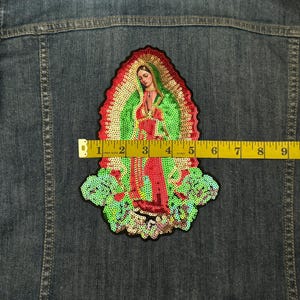 Lady Guadalupe Maria Large Iron on Patch Sew Appliqué Sequin & Stamped ...