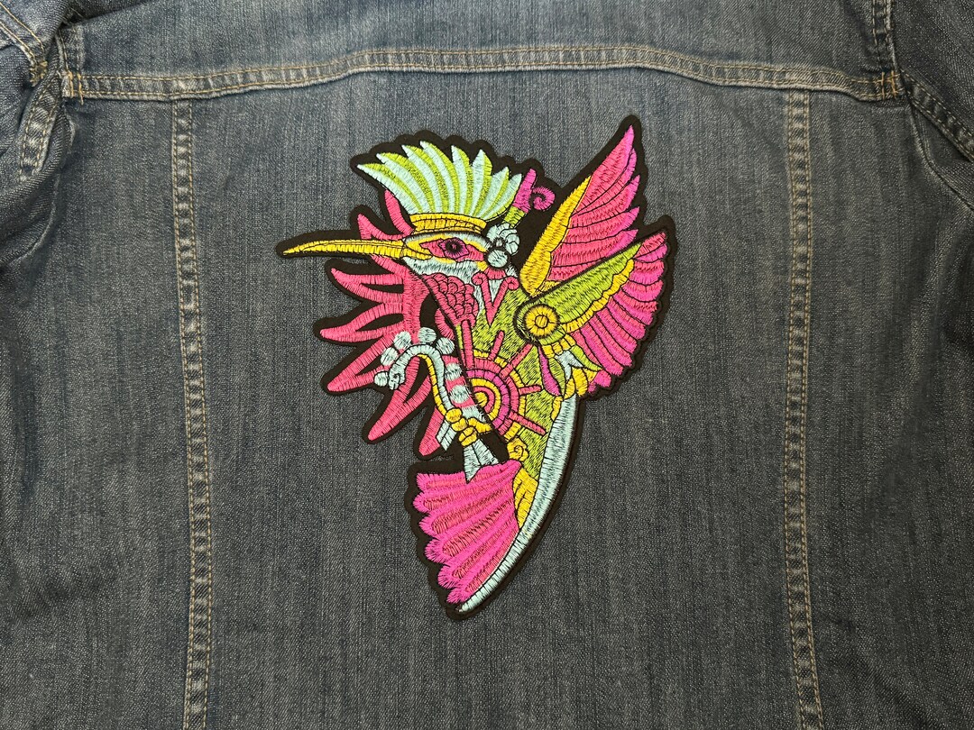 Aztec Hummingbird Patch Mexican Large Colibri Bird Iron on Patch Sew ...