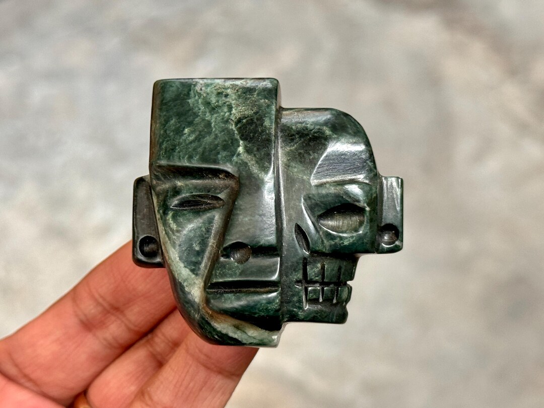 Large Pendant Duality Aztec Life & Dead Guatemalan Jade Natural ...