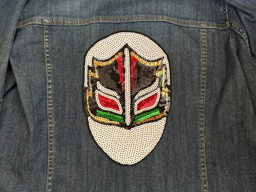 Mexican Luchador Wrestler Large Iron on Patch or Sew Applique Sequin Retro Shiny Sagrada Mascara ...