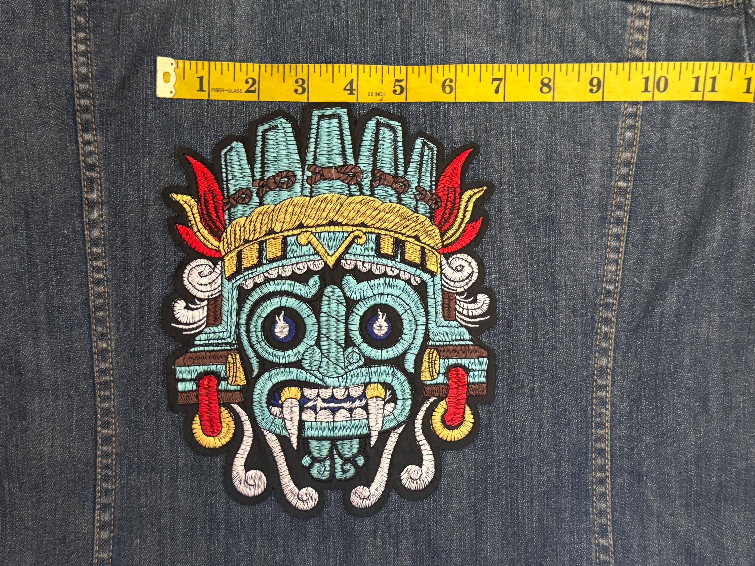 Tlaloc Aztec Rain God Patch, Embroidered Iron on Appliqué Made in ...