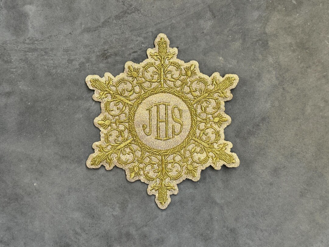 JHS Catholic Gold Appliqué Embroidered Iron on Patch Sewing Gold Color ...