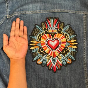 Sacred Heart Folk Art Iron on Patch or Sew Embroidered Appliqué Patches ...