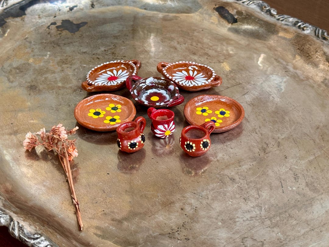 Mini Mexican Barro Dishes Lot 8 Pcs. Mix Mini Dishes Set, Hand-painted ...