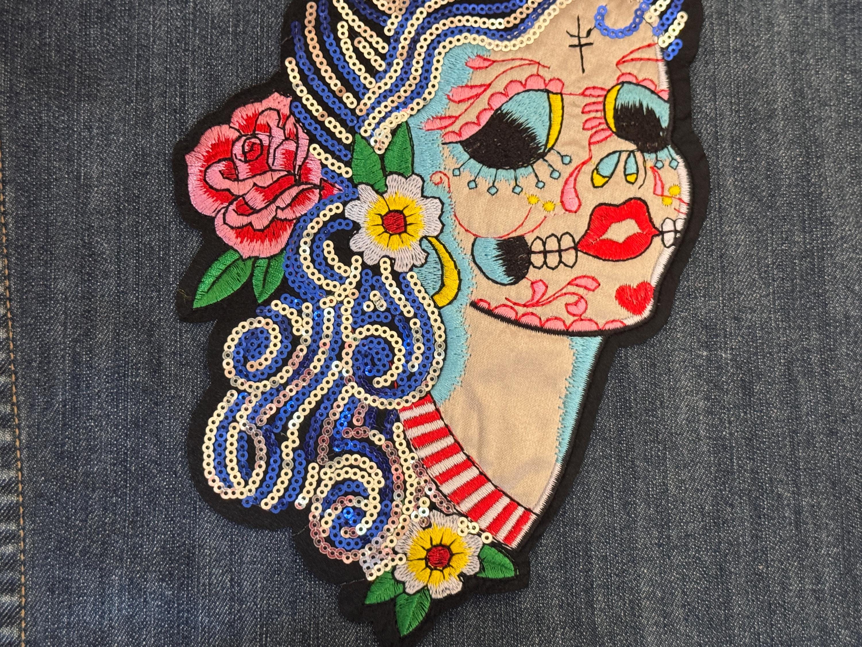 Catrina Lady 1950s Large Iron on Patch Sew Appliqué Embroidered Satin ...
