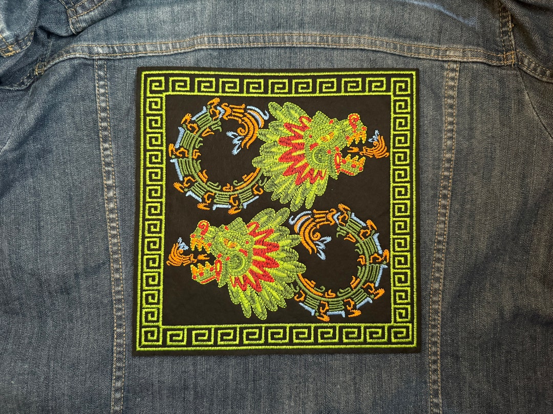 Aztec Large Quetzalcoatl Iron on Patch or Sew Patch Embroidered Mexican ...