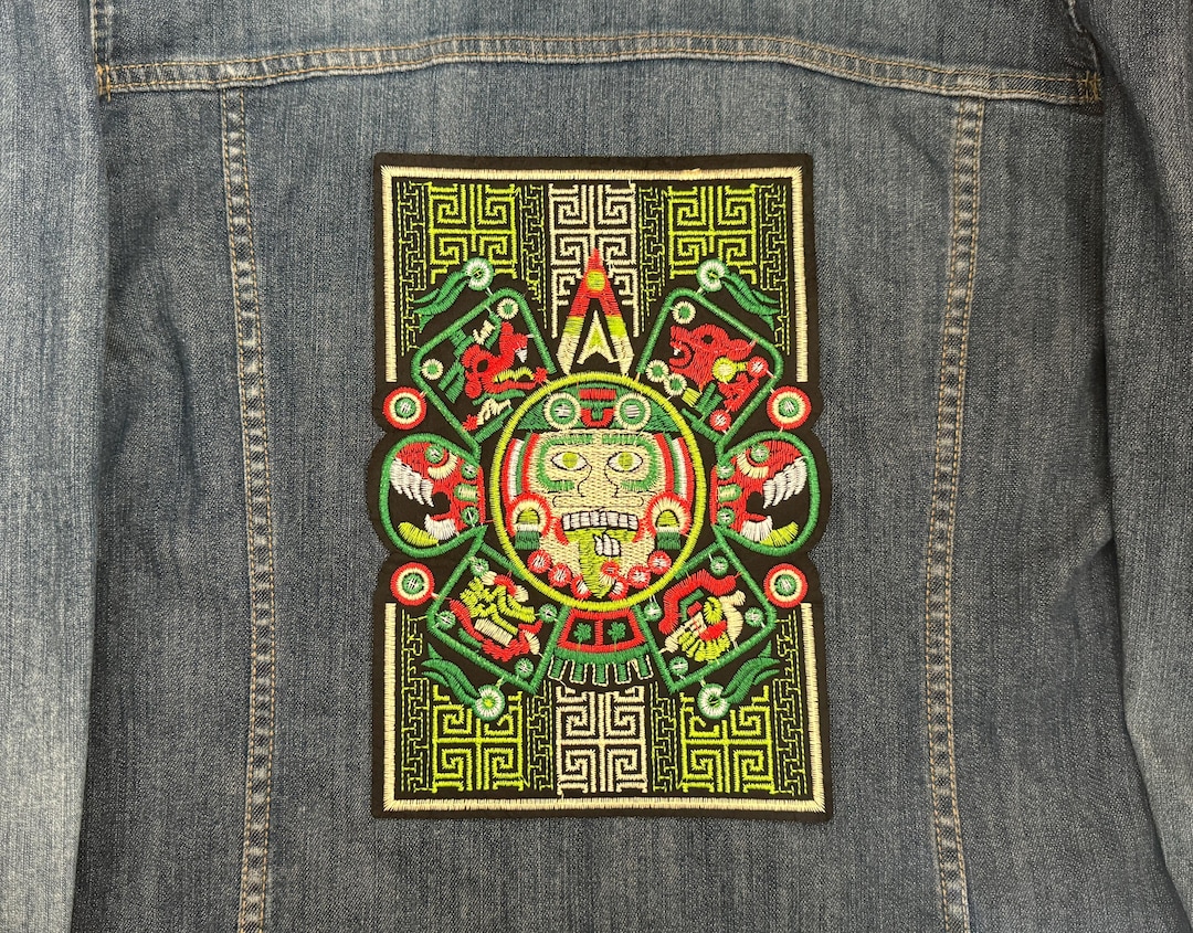Mayan Calendar Mexican Aztec Large Iron on Patch or Sew Large Ethnic ...