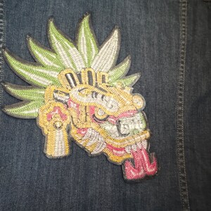 Aztec Quetzalcoatl Head Embroidered Iron on Patch or Sew Patch Mexican ...