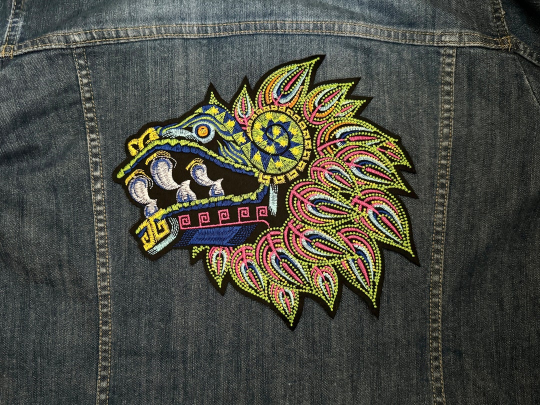 Quetzalcoatl Mexican Aztec Dragon Large Iron on Patch or Sew Ethnic ...