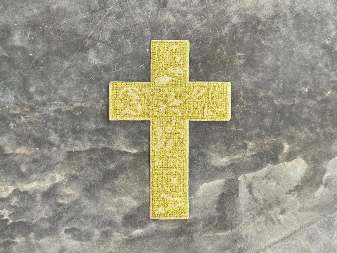 Gold Cross Appliqué Embroidered Iron on Patch Sew or Glue Gold Color ...