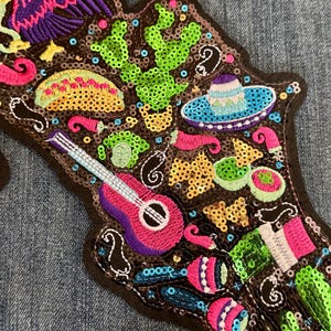 Mexican Map Culture Large Iron on Patch or Sew Appliqué Sequin ...