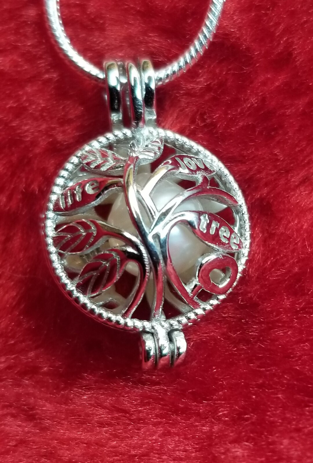 Tree of Life Pearl Cage 925 Solid Sterling Silver With Genuine White ...