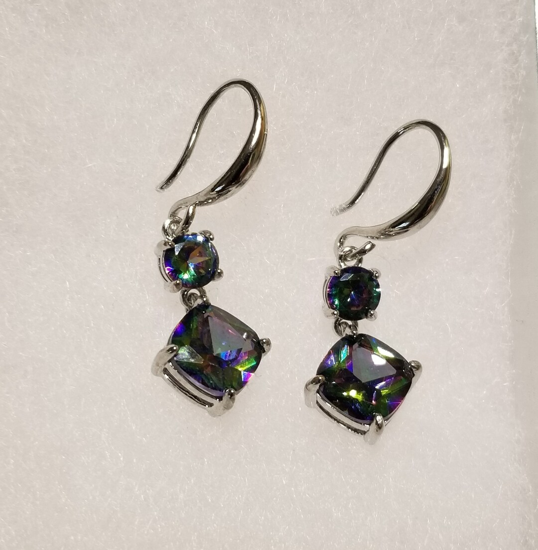 Mystic Topaz Drop Earrings 925 Sterling Silver Filled - Etsy