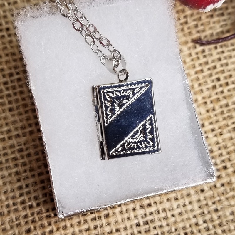 Silver Book Locket - Etsy
