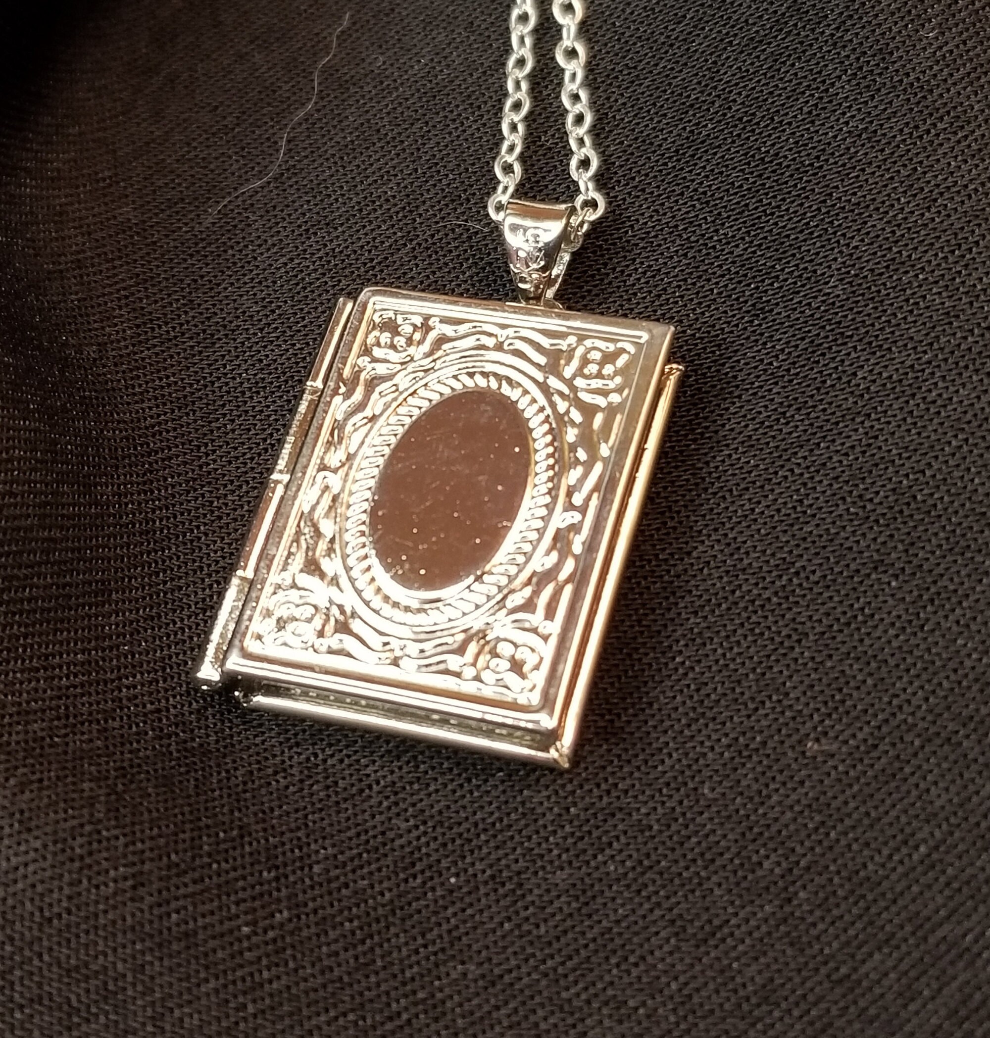 Story Book Locket Pendant Necklace Sterling Silver Plated with Sterling ...