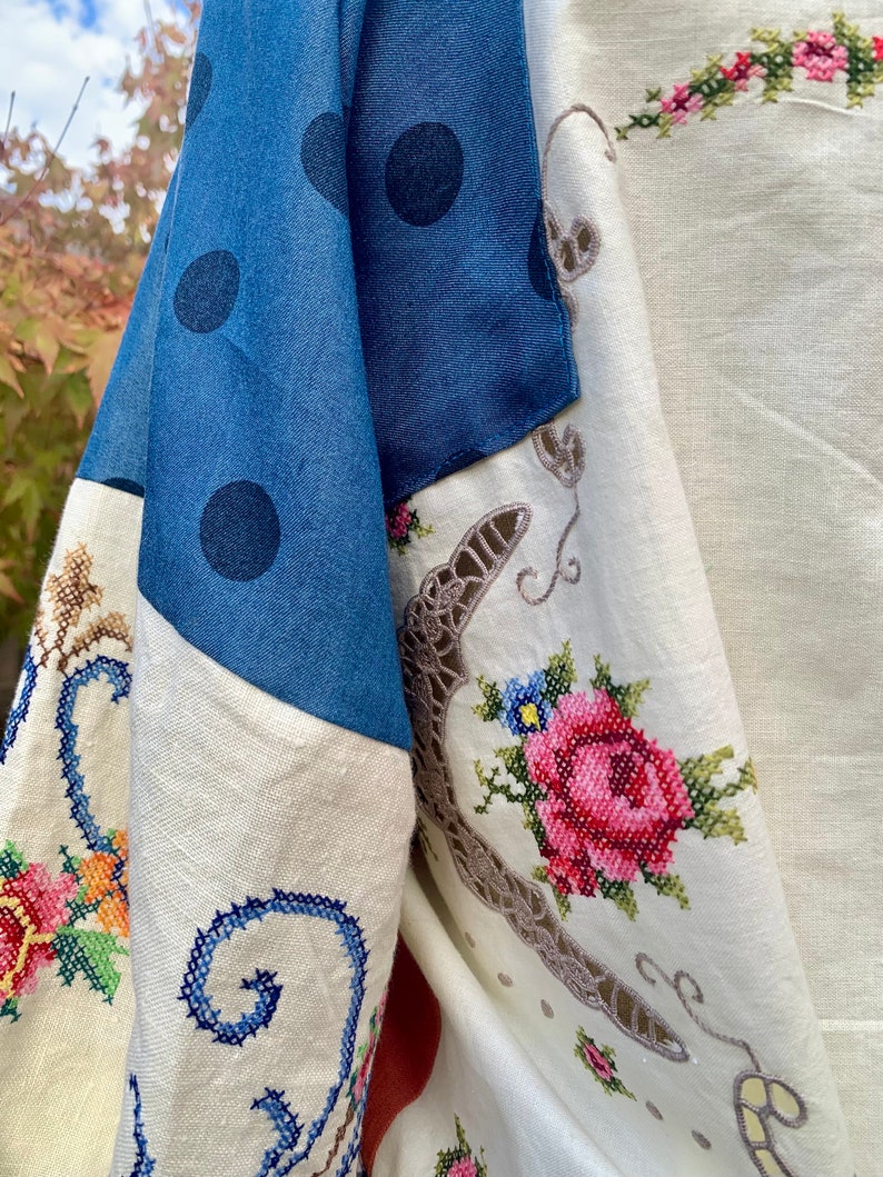 Vintage Reclaimed Linen Embroidered Top (size M) - Etsy