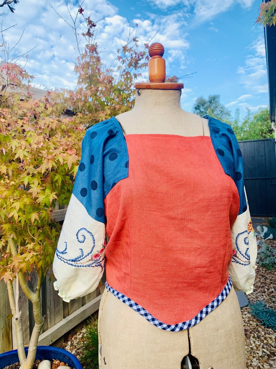 Vintage Reclaimed Linen Embroidered Top (size M) - Etsy