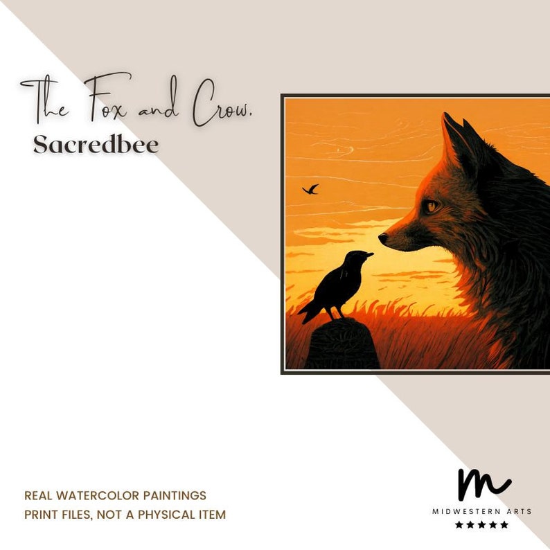 Modern Sacredbee Print, the Fox and Crow, Art From Picture Book the ...