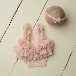 Pink Baby Ruffle Dress, Polka Dot Baby Girl Outfit, Newborn Photography ...