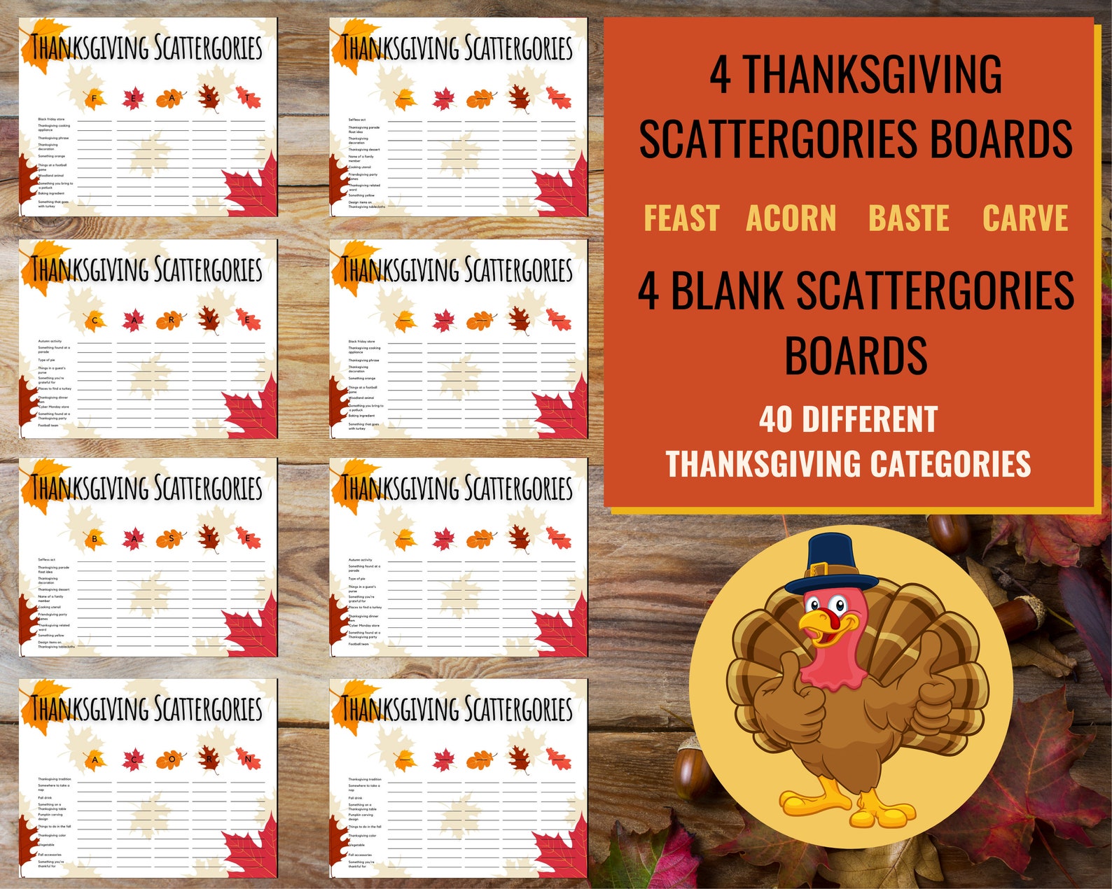 Scattergories Thanksgiving | Thanksgiving Games | Printable ...