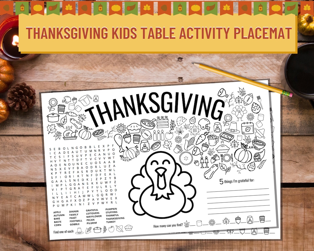 Kids Thanksgiving Activities | Thanksgiving Placemats | Thanksgiving ...
