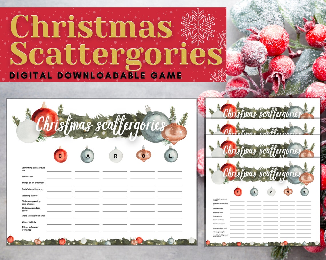 Holiday at Home Games Xmas Games Christmas Scattergories - Etsy