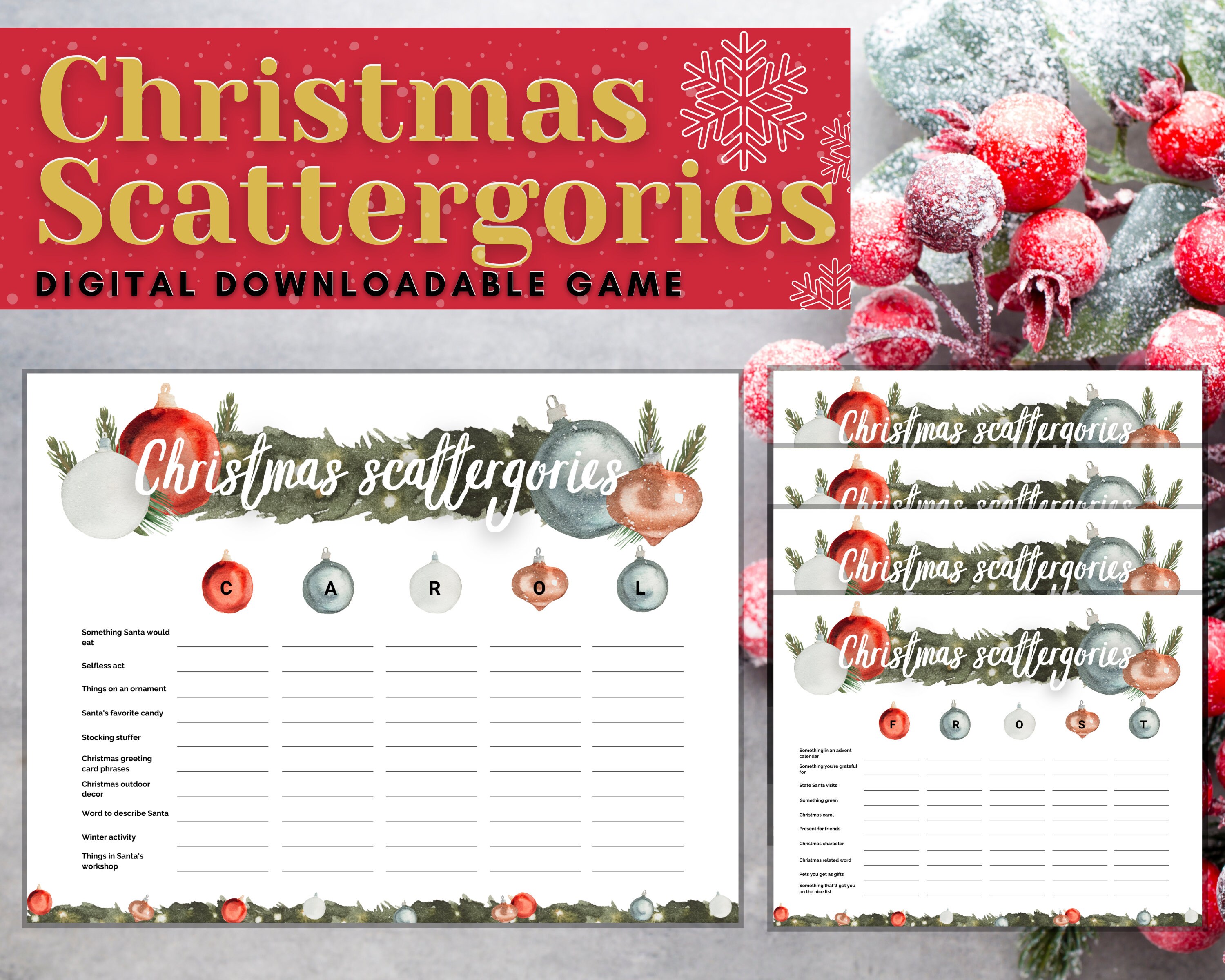 Holiday at Home Games | Xmas Games | Christmas Scattergories ...
