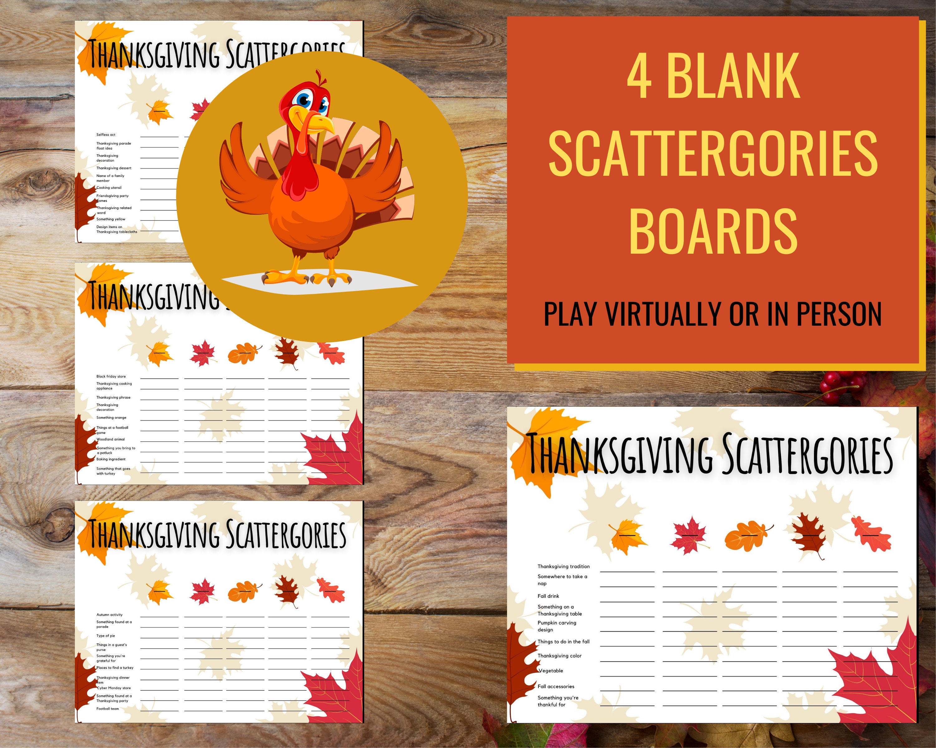Scattergories Thanksgiving | Thanksgiving Games | Printable ...