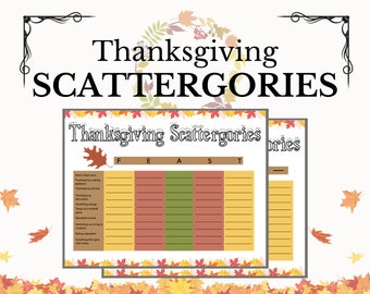 Thanksgiving Scattergories Game Thanksgiving Game Kids Game - Etsy