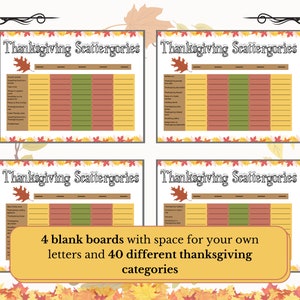 Thanksgiving Party Games | Thanksgiving Scattergories | Thanksgiving ...