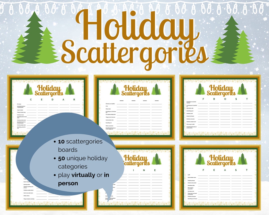Holiday Party Games | Holiday Scattergories | Holiday Printable ...