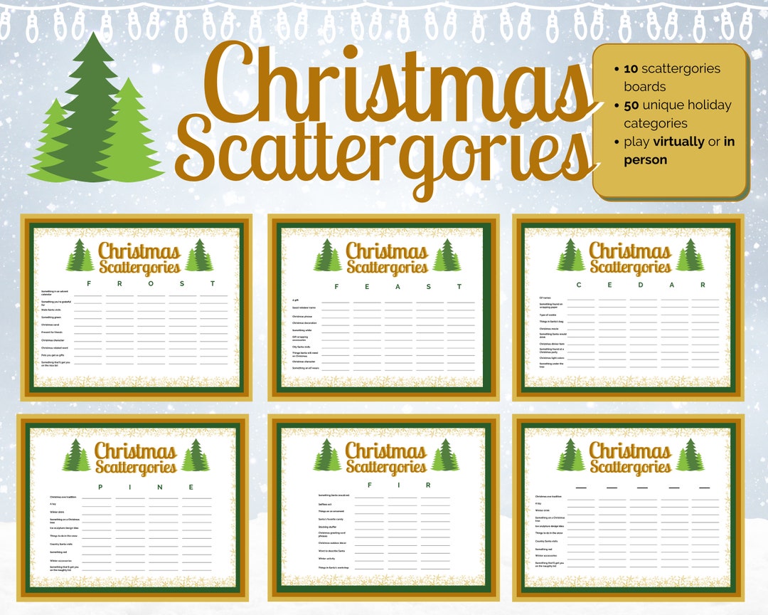 Christmas Party Games | Christmas Scattergories | Christmas Printable ...