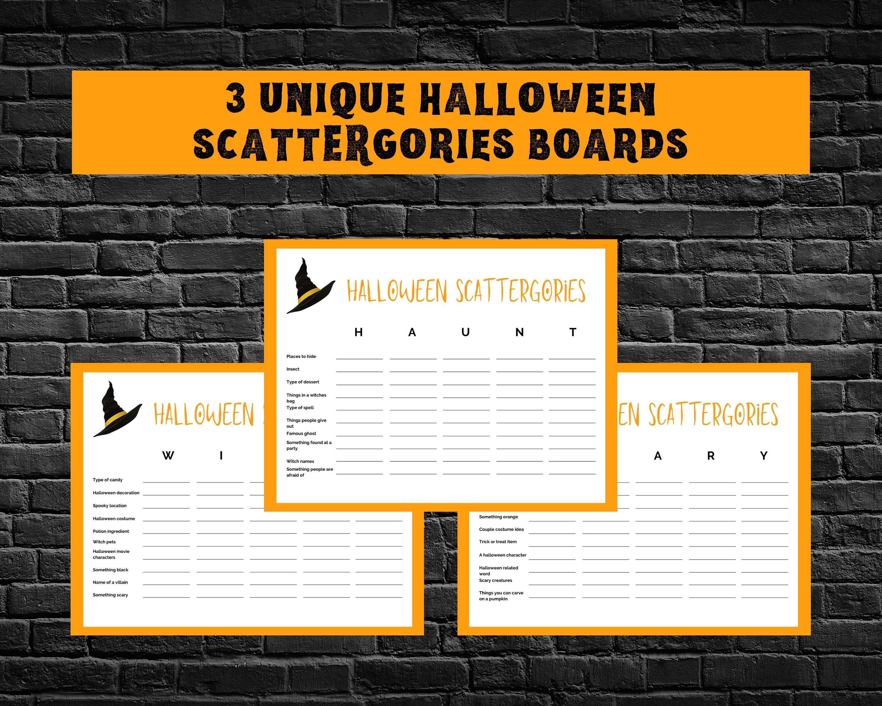 Halloween Party Games | Halloween Scattergories Game | Printable ...