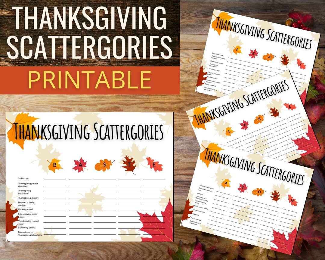Scattergories Thanksgiving | Thanksgiving Games | Printable ...