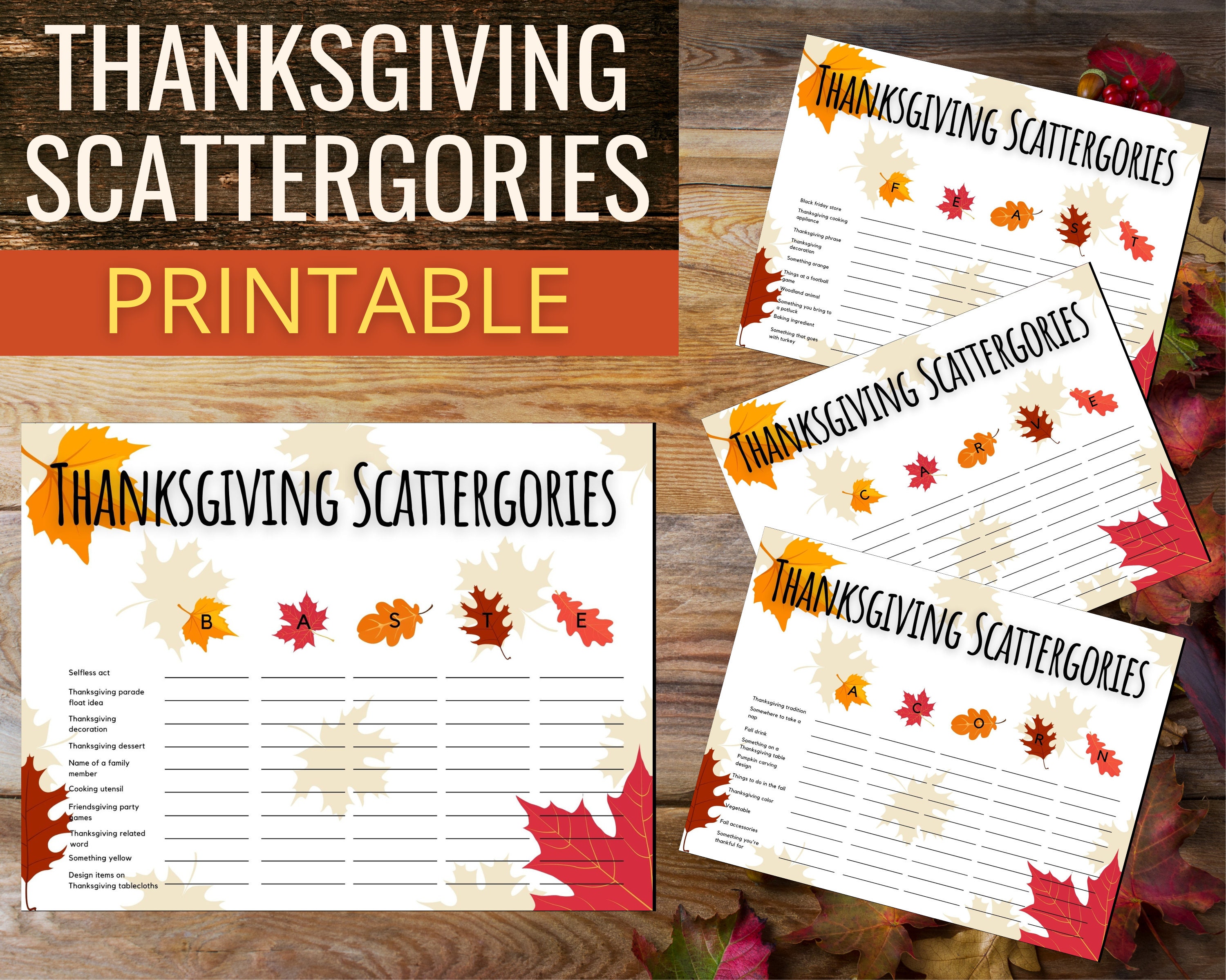 Scattergories Thanksgiving | Thanksgiving Games | Printable ...