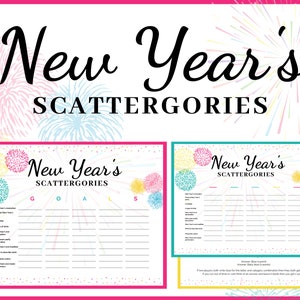 New Year's Scattergories | Printable New Year's Eve Games | New Year's ...