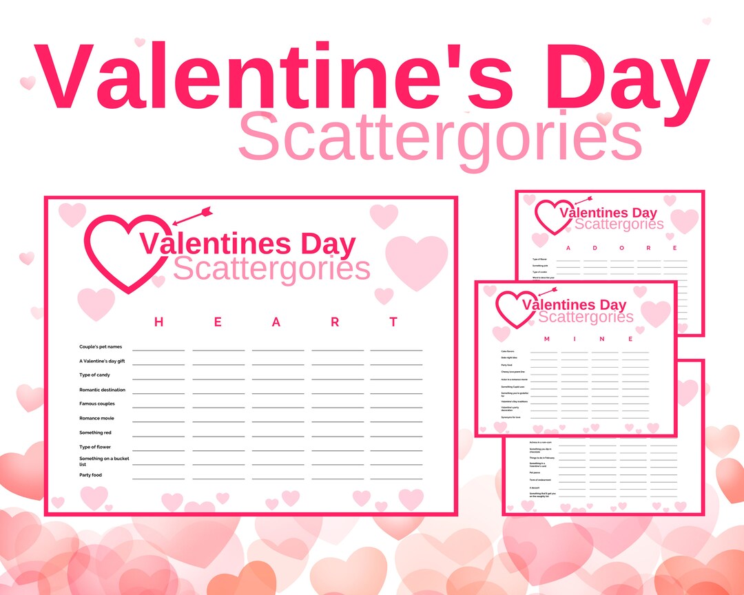 Valentines Day Games | Valentines Scattergories | Printable Valentines ...