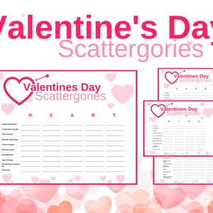 Valentines Day Games | Valentines Scattergories | Printable Valentines ...