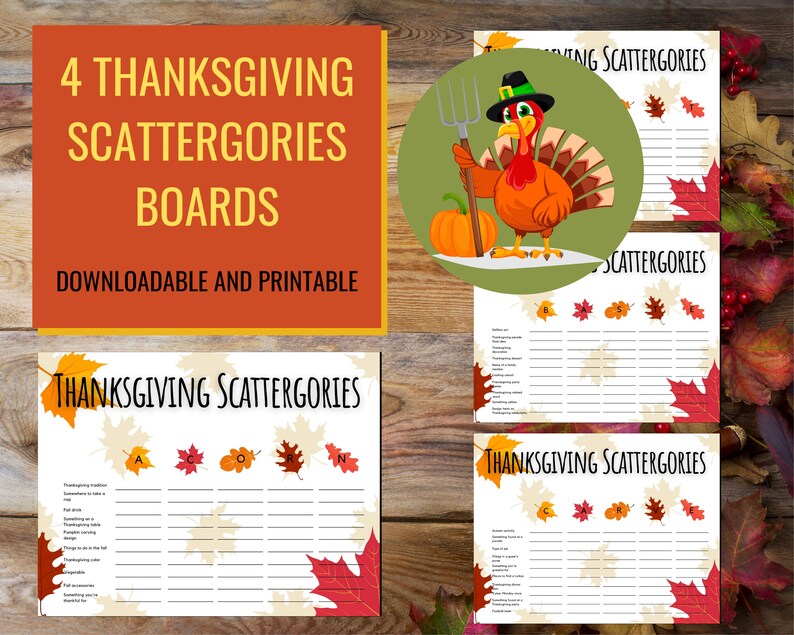 Scattergories Thanksgiving | Thanksgiving Games | Printable ...