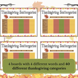 Thanksgiving Party Games | Thanksgiving Scattergories | Thanksgiving ...