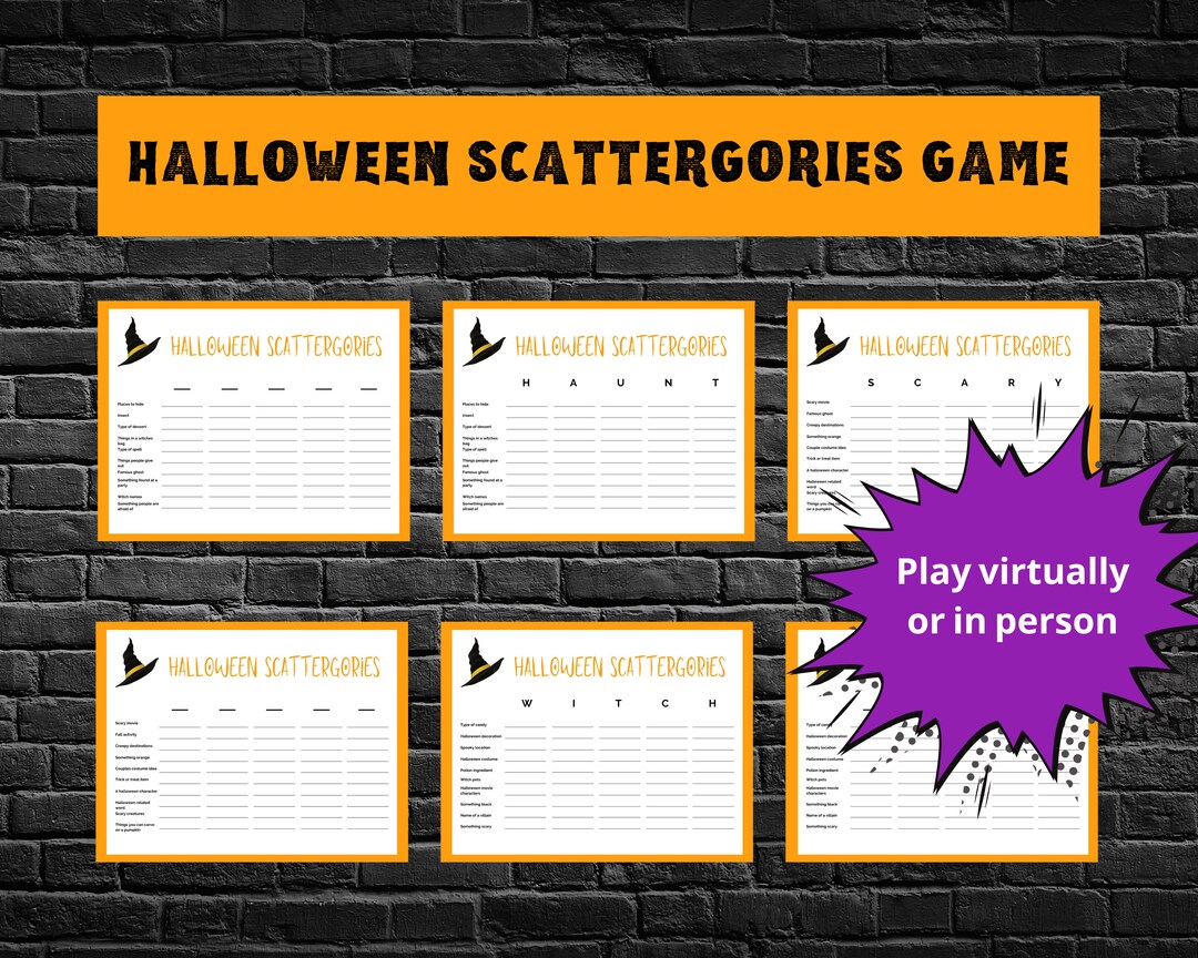 Halloween Party Games | Halloween Scattergories Game | Printable ...