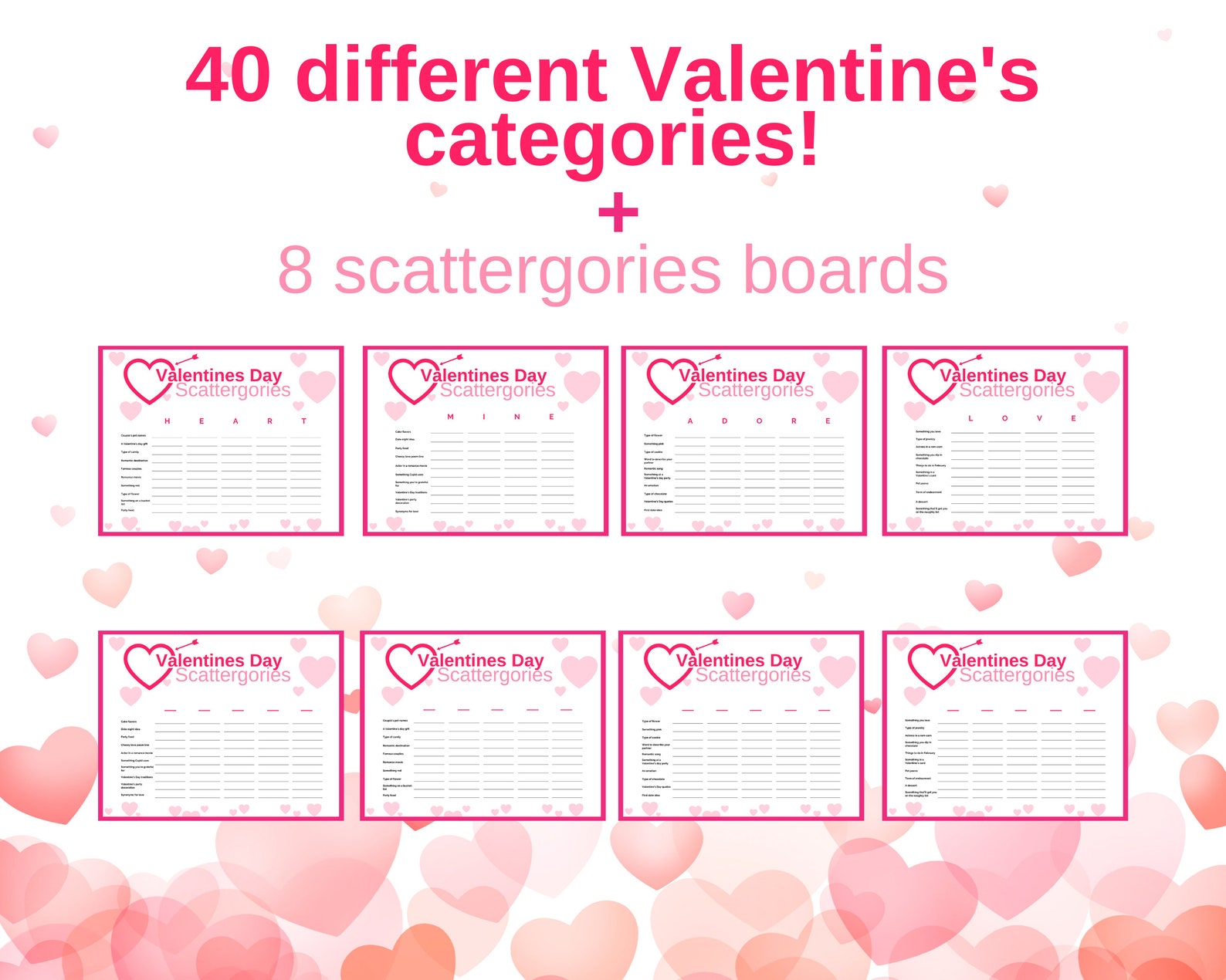 Valentines Day Games | Valentines Scattergories | Printable Valentines ...