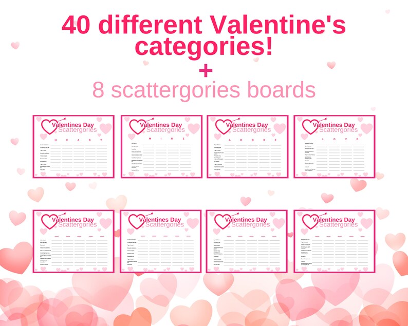 Valentines Day Games | Valentines Scattergories | Printable Valentines ...