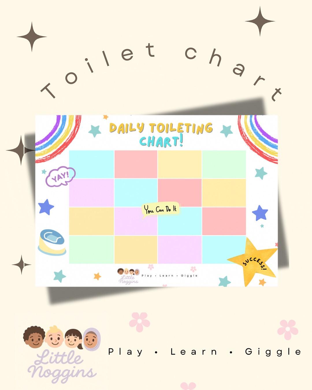 Potty Training Chart: Kids Daily Toilet Routine Tracker (printable or ...