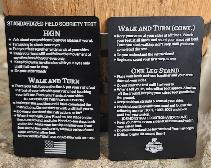 SFST Metal Card for Police Troopers Cops Sheriff. Field Sobriety Test ...