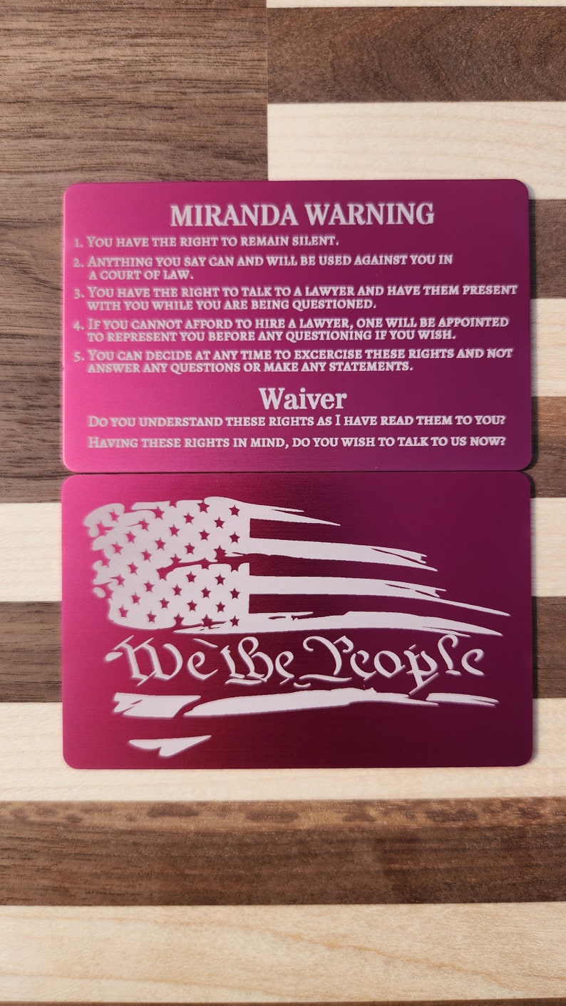 Personalized Metal Miranda Rights Card for Police Officers - Thick Best ...